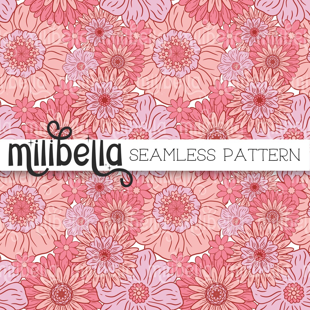 Pink Boho Flowers Seamless Pattern, Floral, Flower, Girl, Seamless File ...