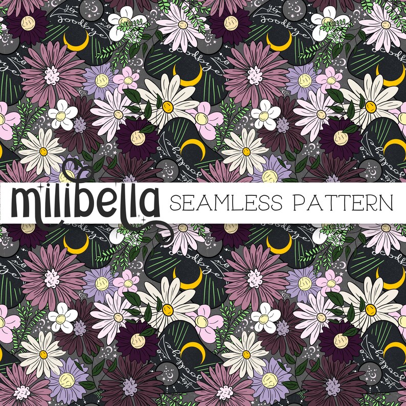 Flower Planchette Spooky Witch Seamless Digital Pattern Instant ...