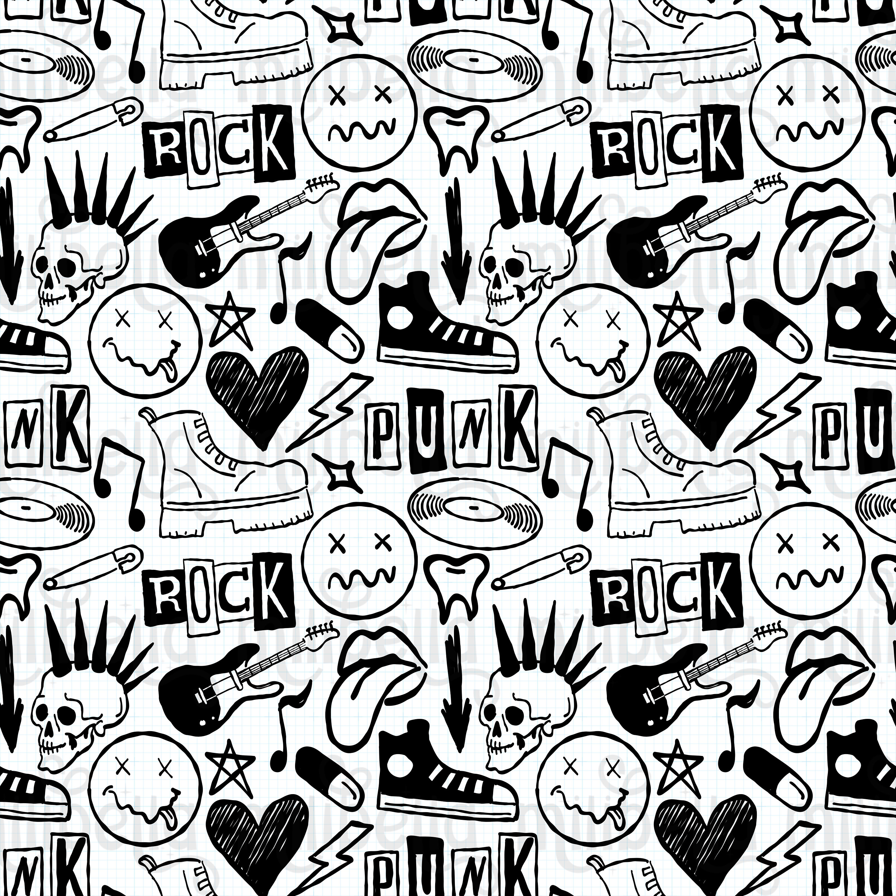 Grunge Doodles, Punk, Rock, Doodle, Seamless Pattern, Seamless File ...