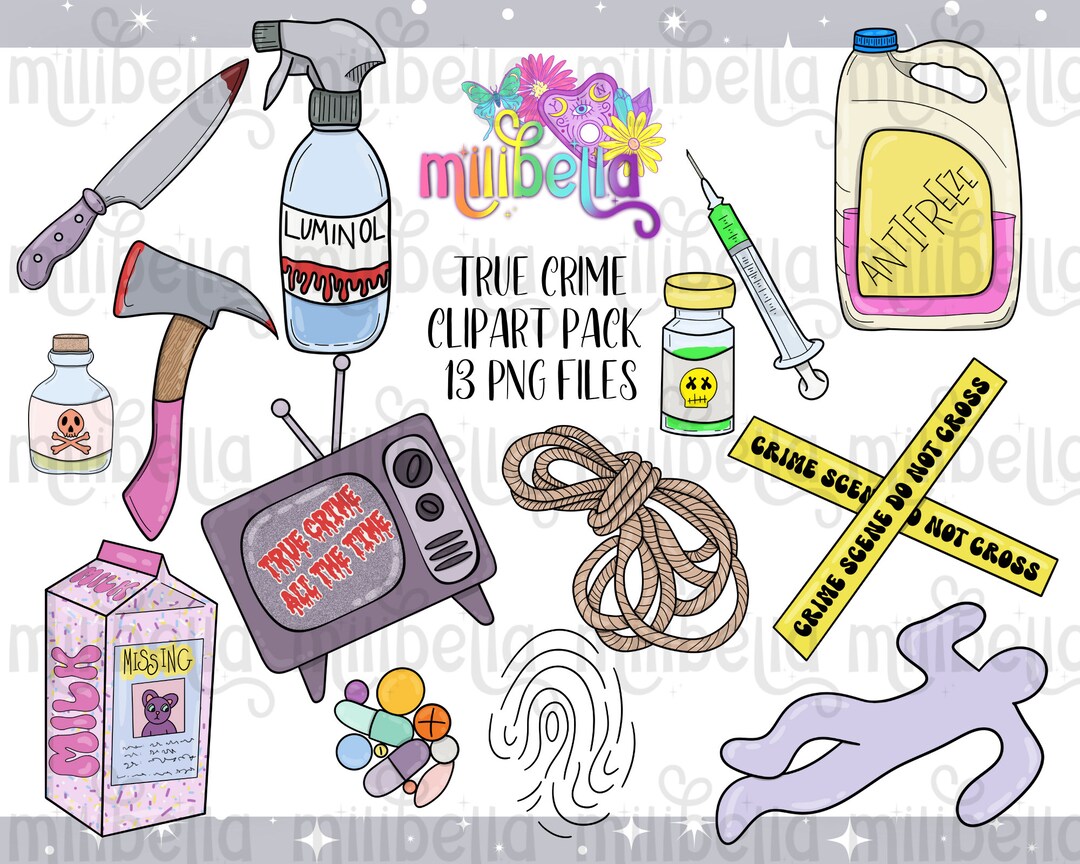 Hand Drawn True Crime Clipart Set: Detective Graphics (PNG) - Etsy