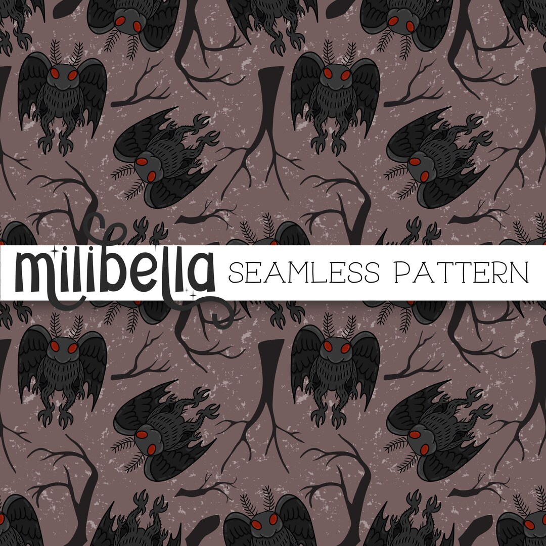 Mothman Seamless Pattern, Cryptid, Creature, Mythical, Seamless Fall ...