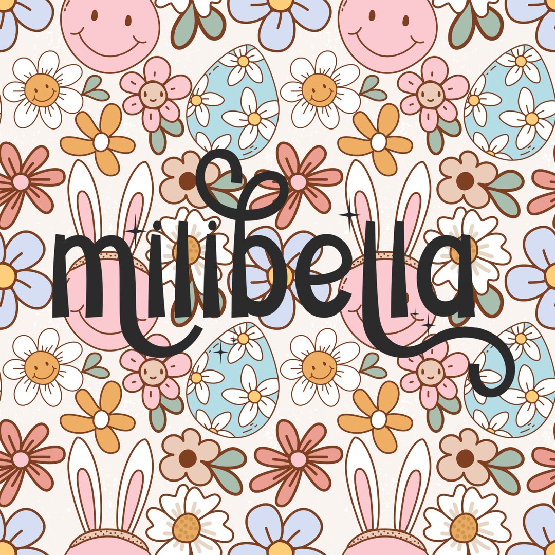 Easter Seamless Pattern, Bunny Rabbit, Retro, Flower, Easter Egg ...