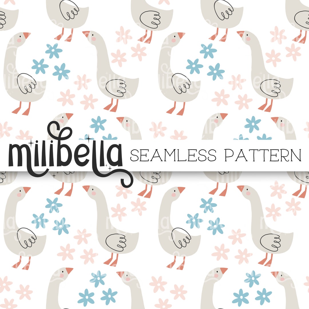 Goose Seamless Pattern, Silly Goose, Geese, Bird, Flower, Seamless File ...