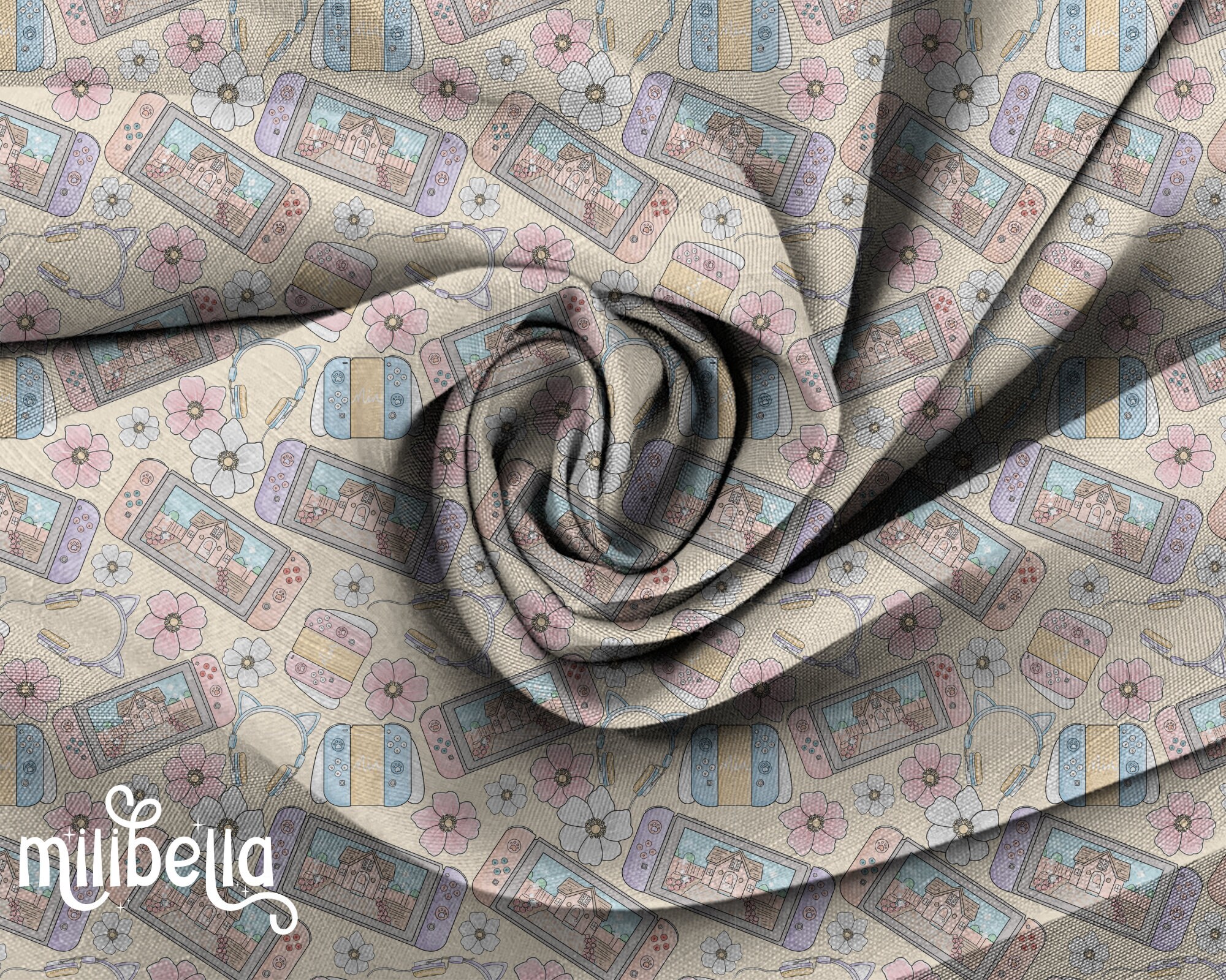 Gamer Girl, Switch, Gaming, Flowers, Pastel, Seamless Pattern, Seamless ...