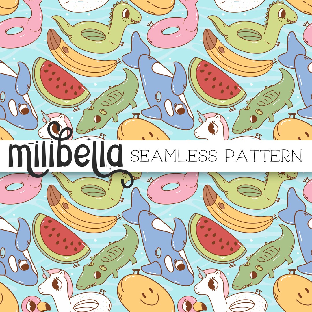 Floaty Party Pool Float Summer Seamless Digital Pattern Instant ...