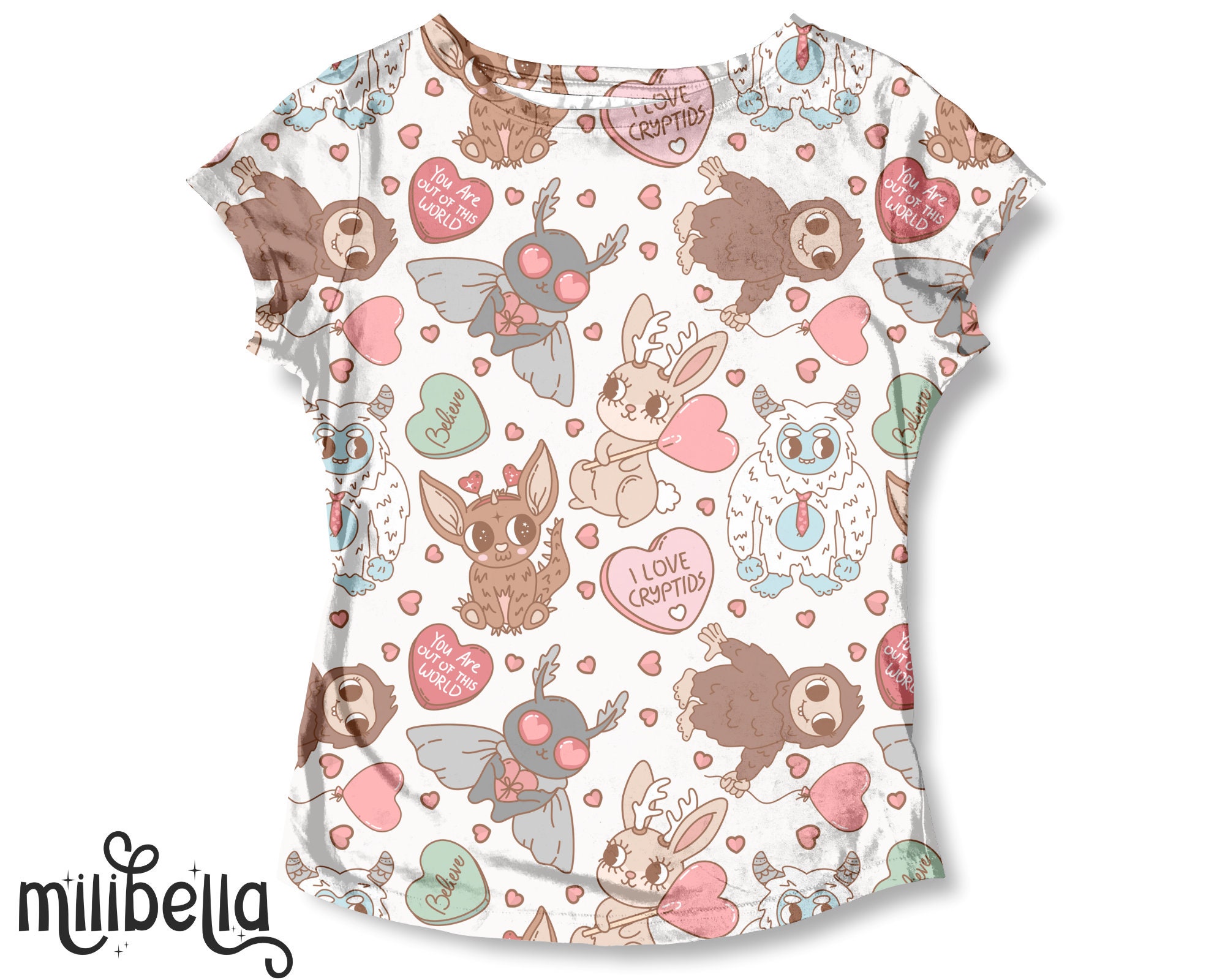 Cryptid Love, Valentine, Mothman, Yeti, Seamless Pattern, Seamless File ...