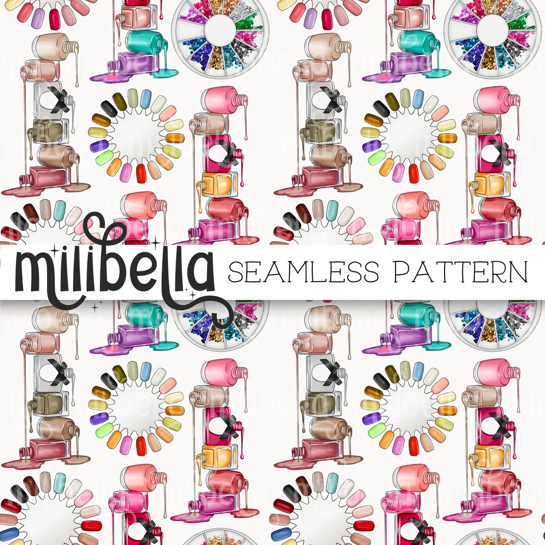 Nail Polish, Nail Art, Manicure, Rhinestone, Seamless Pattern, Seamless ...