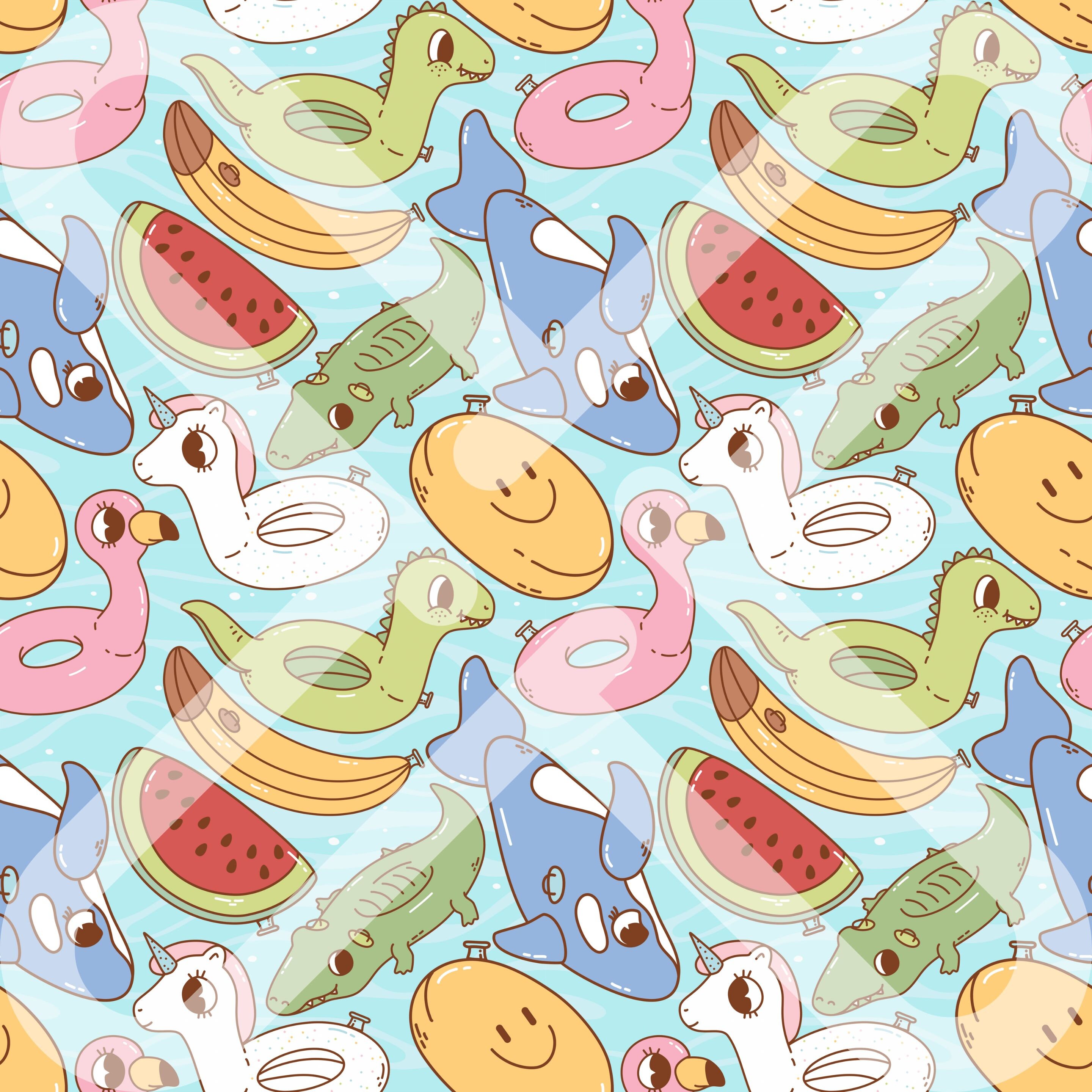 Floaty Party Pool Float Summer Seamless Digital Pattern Instant ...