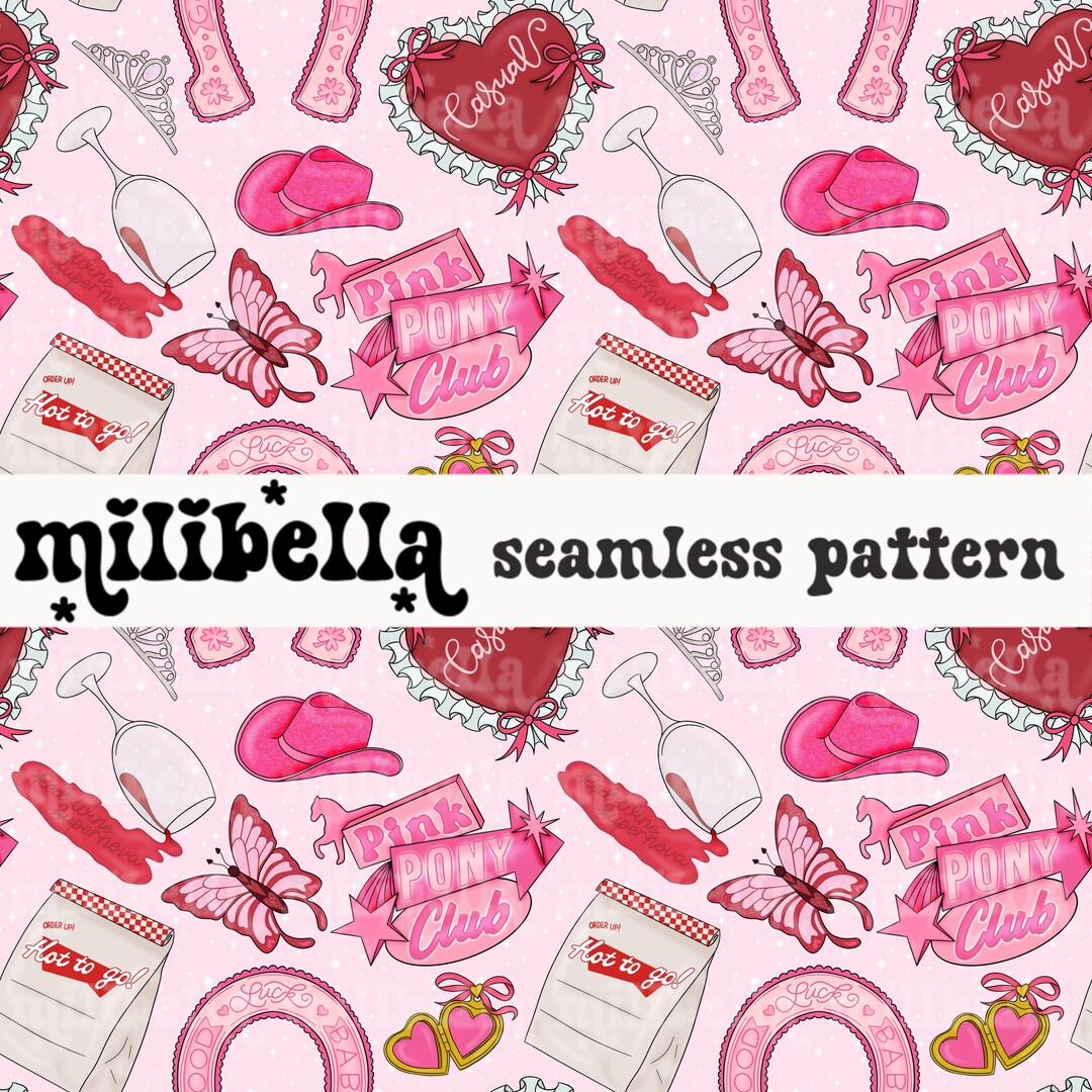 Chappell Roan Inspired Seamless Pattern, Music, Pink Pony, Seamless ...