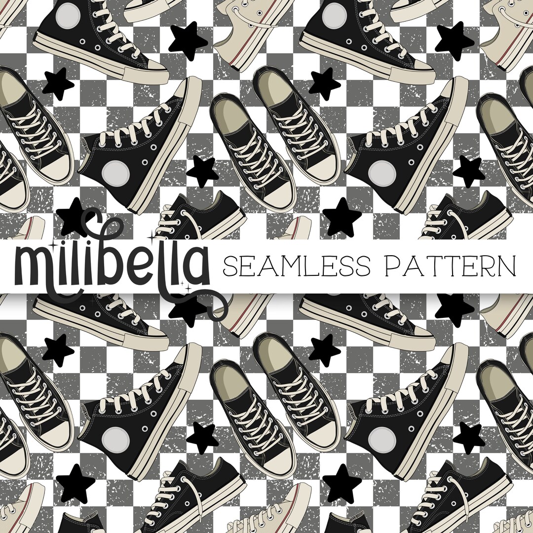 All Star Sneakers Seamless Pattern, Checkered, Boy, Sneakers, Shoes ...