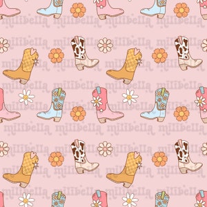 Western Boots Seamless Pattern, Cowgirl, Country, Flower, Seamless File ...