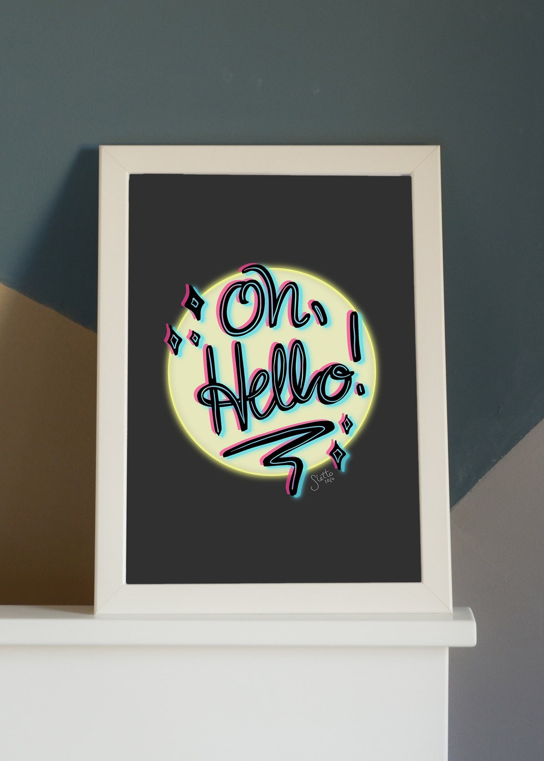 Oh Hello! *PRINTABLE* CMYK 3D Effect Welcome Sign - Etsy