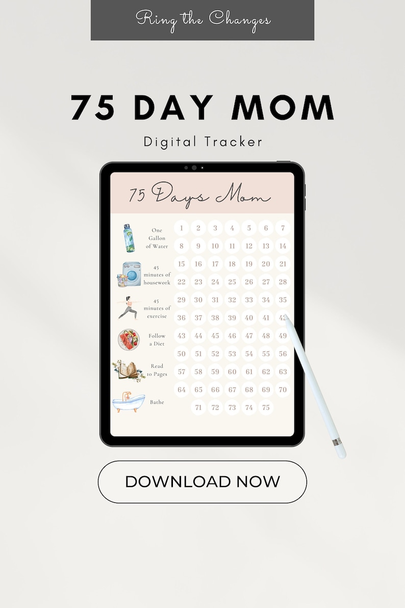 75 Day Mom Challenge Printable Tracker - Watercolor Icons - A Lifestyle ...