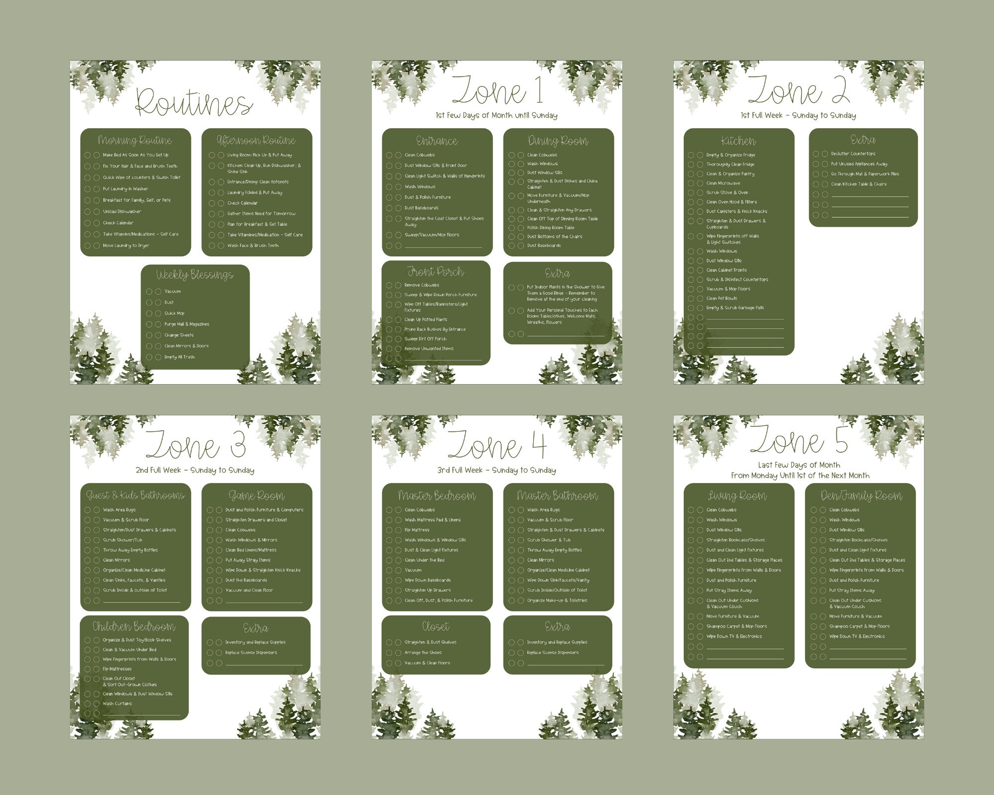 Printable Cleaning Checklist, Fly Lady Control Journal, Zone Journal ...