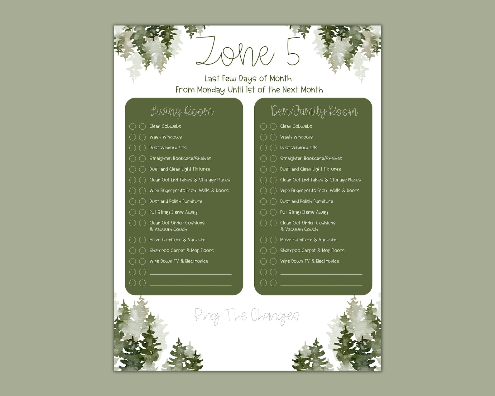 Printable Cleaning Checklist, Fly Lady Control Journal, Zone Journal ...