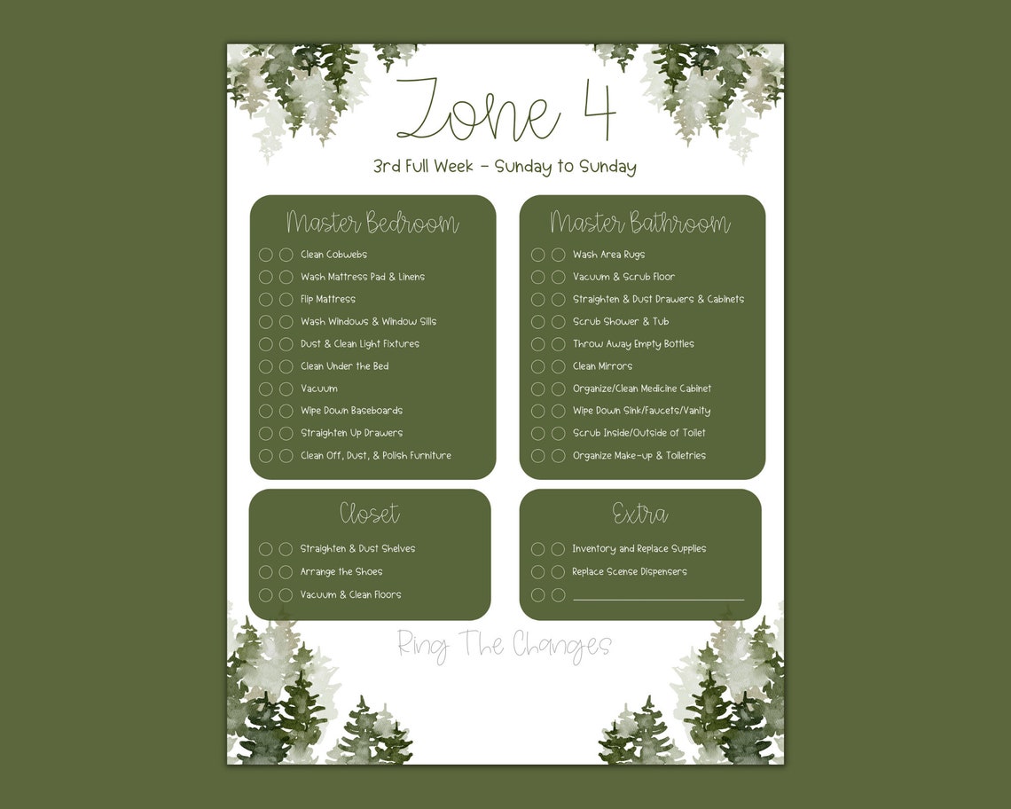 Printable Cleaning Checklist, Fly Lady Control Journal, Zone Journal ...