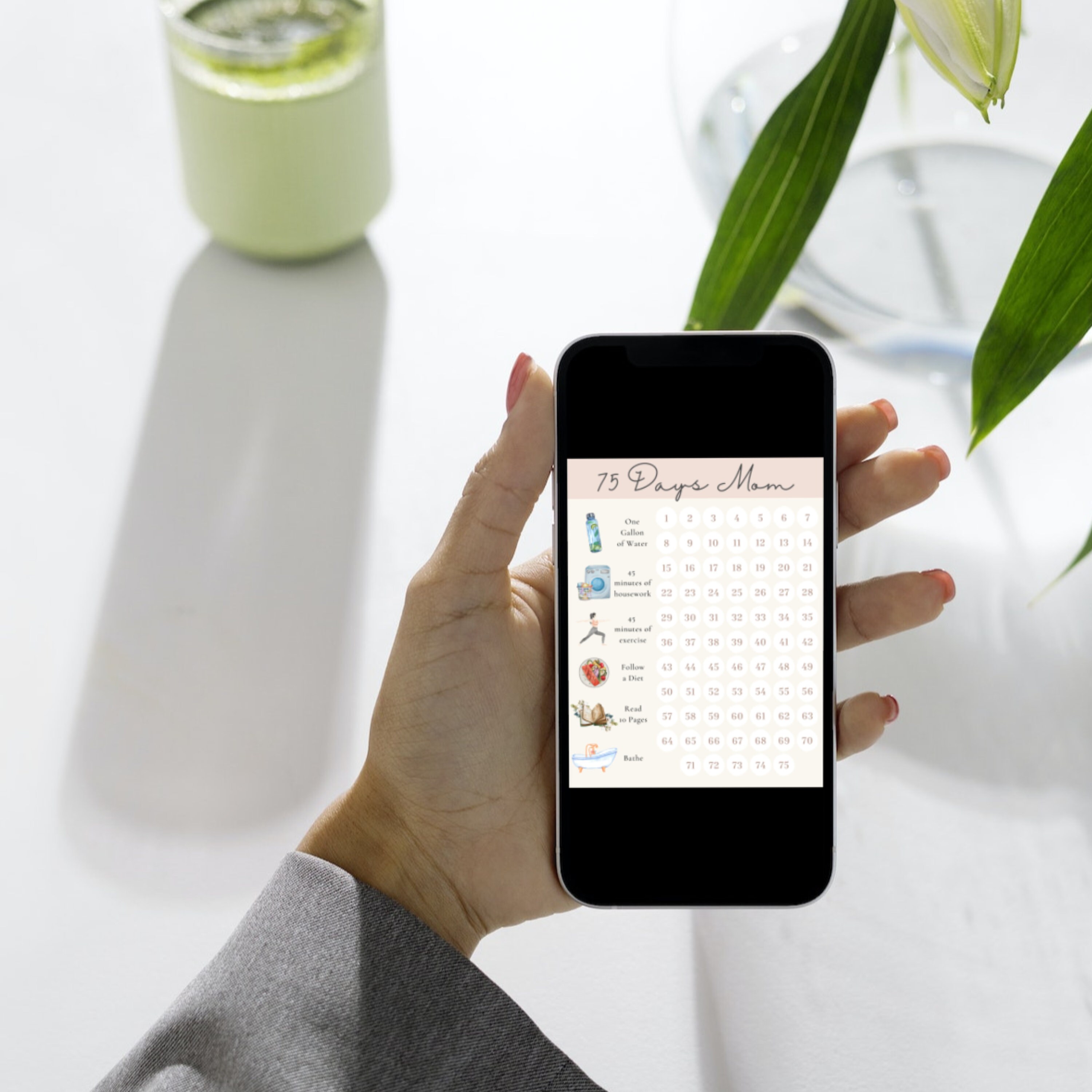 75 Day Mom Challenge Printable Tracker - Watercolor Icons - A Lifestyle ...