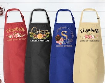 Personalized Floral Kitchen Apron: Custom Cooking Gift - Etsy