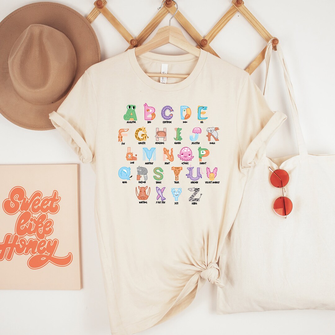 Animal Alphabet Shirt, Alphabet Teacher T-shirt, Wild Animal Shirts ...