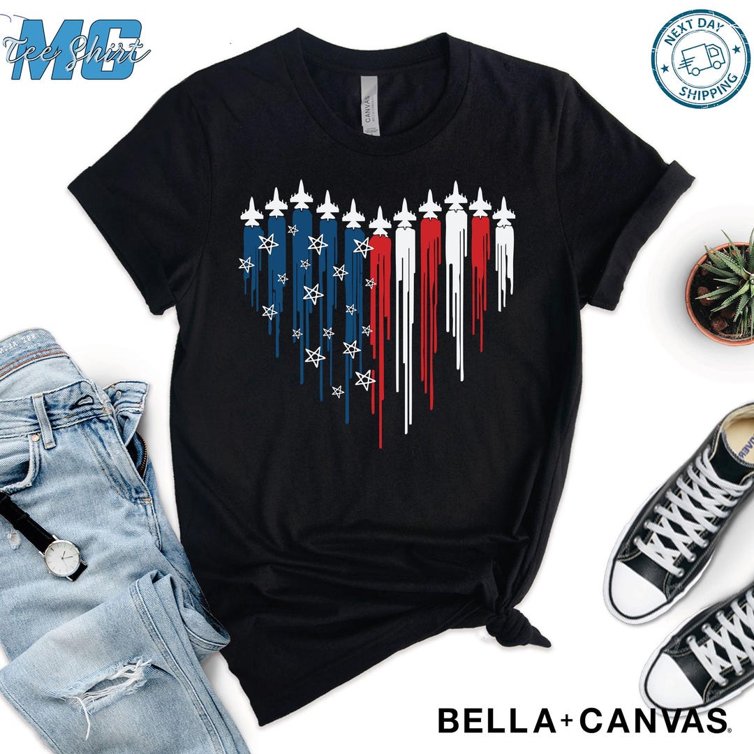 Red White Blue Flyover Shirt – Memorial Day Air Force Tee – 4th of July ...