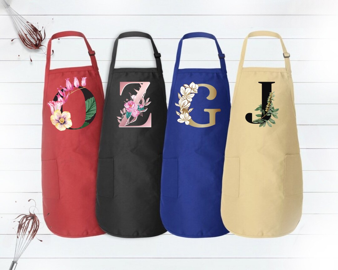 Personalized Initial Apron: Custom Letter Monogram, Ruffled Kitchen ...