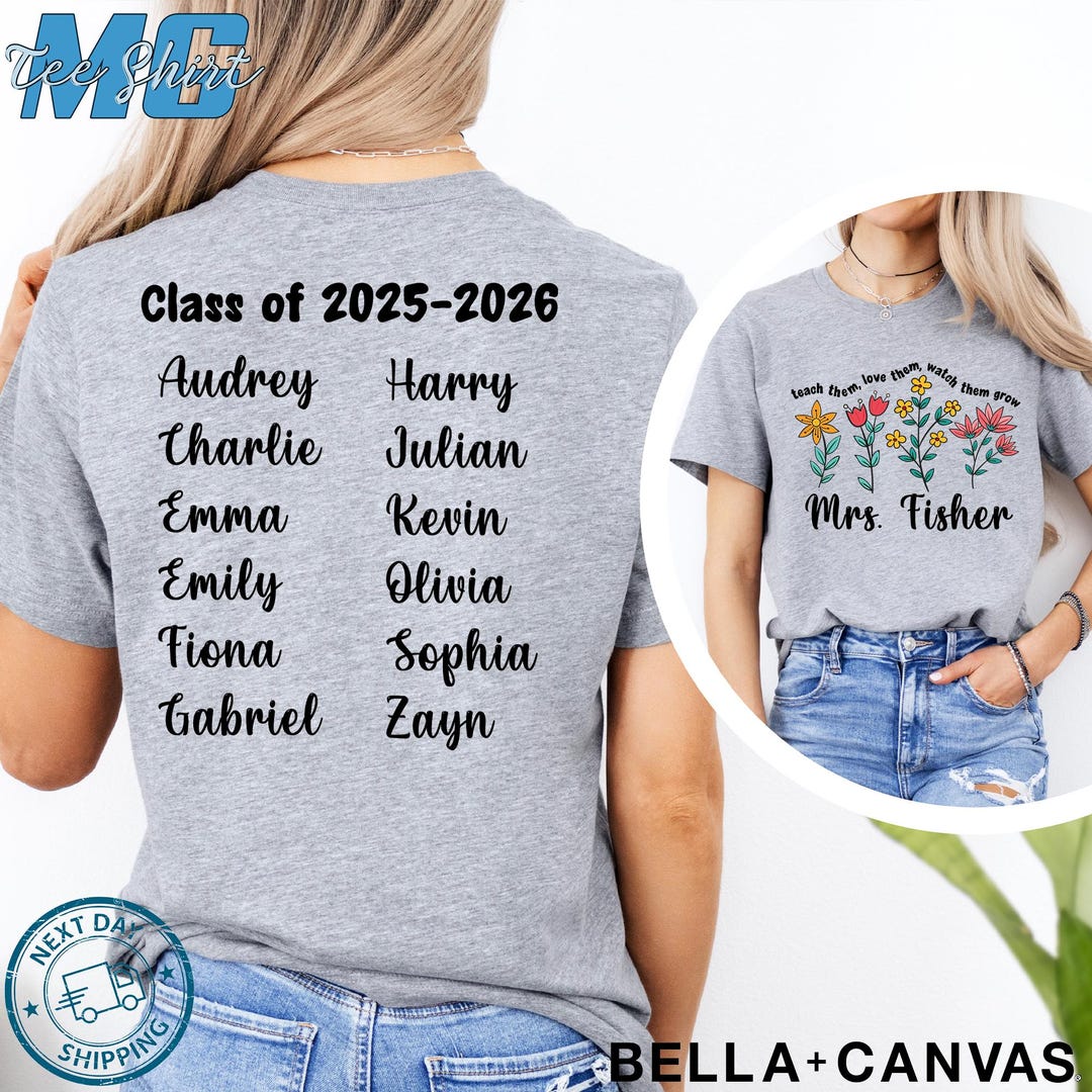 Personalized Teacher Shirt: Custom Student Names, End of Year Gift - Etsy