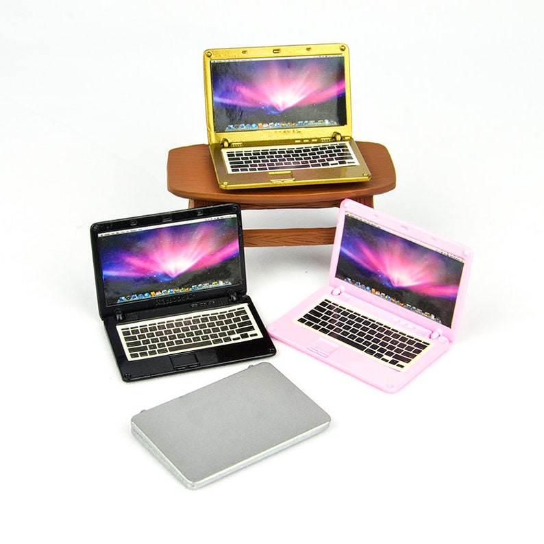 New 1:12 Dollhouse Miniature Mini Laptop LED Desktop Computer - Etsy