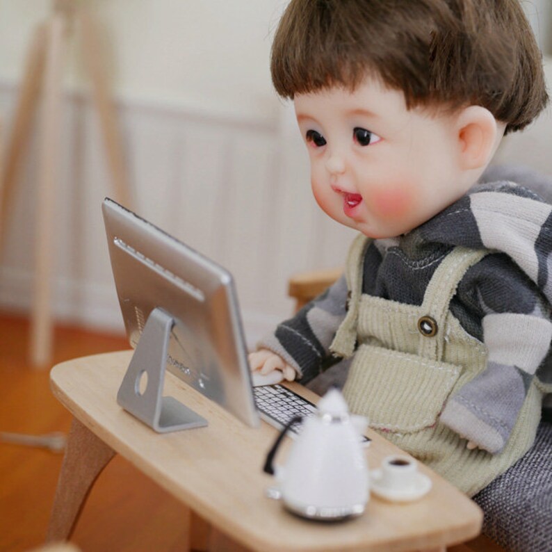 New 1:12 Dollhouse Miniature Mini Laptop LED Desktop Computer - Etsy