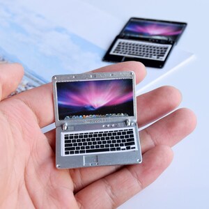 New 1:12 Dollhouse Miniature Mini Laptop LED Desktop Computer - Etsy
