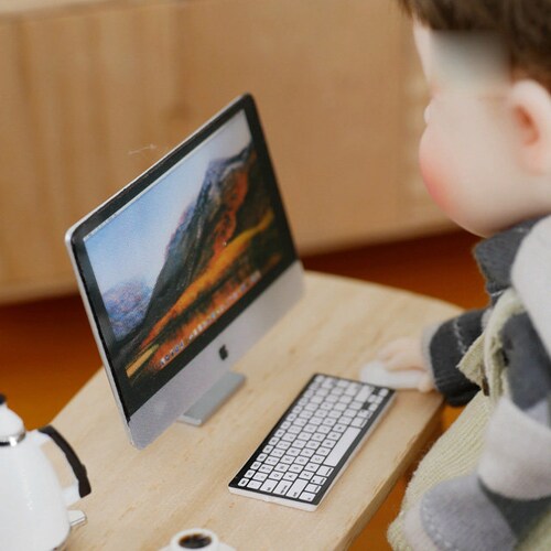 New 1:12 Dollhouse Miniature Mini Laptop LED Desktop Computer - Etsy