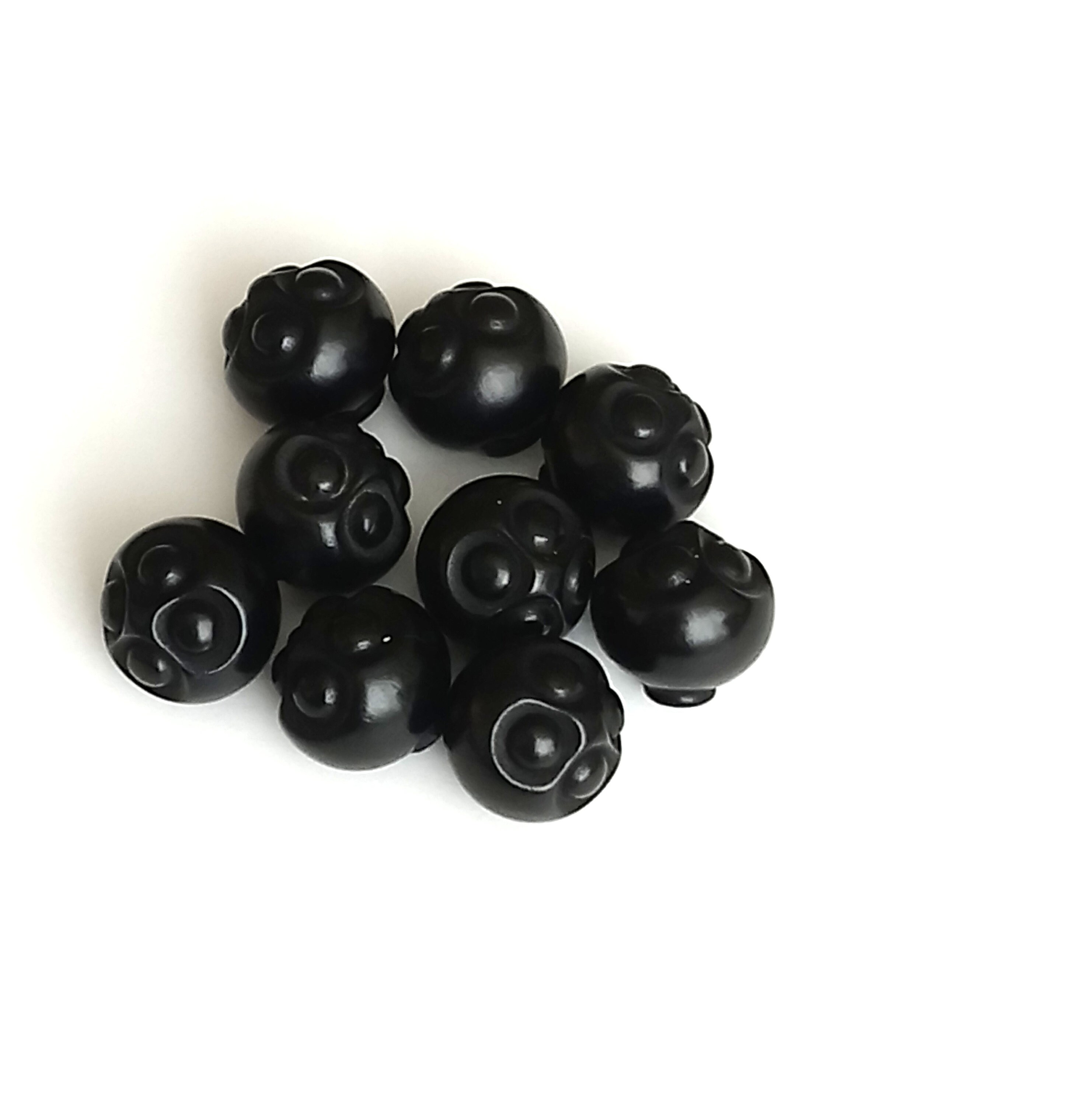 Set of 9 Vintage Carved Black Lucite Round Ball Buttons - Etsy UK