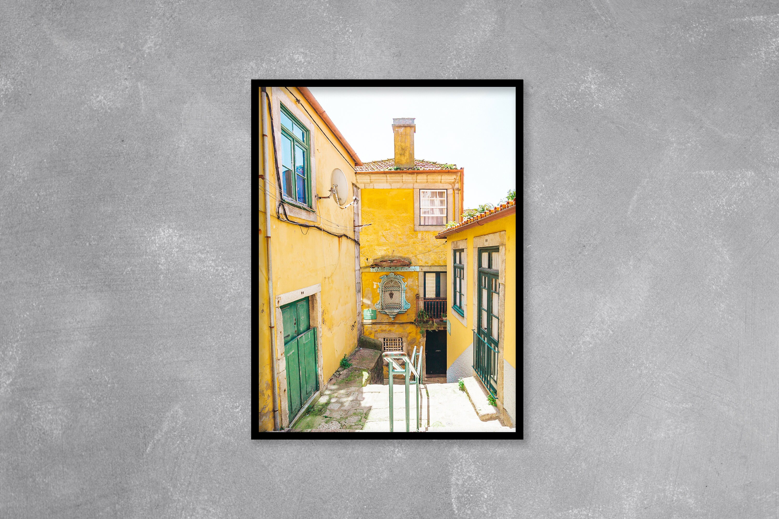 Portugal Sunny Alleyway Colour Photography Print, Porto Yellow City ...