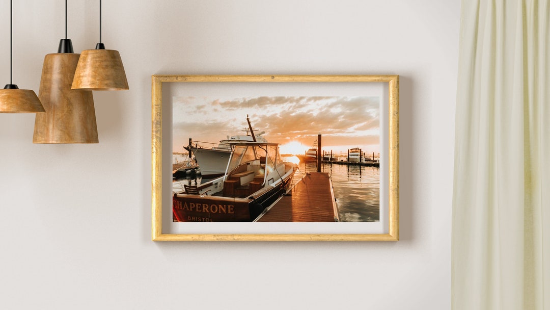 Rhode Island Sunset Photography Print, Newport Marina Shipyard View ...