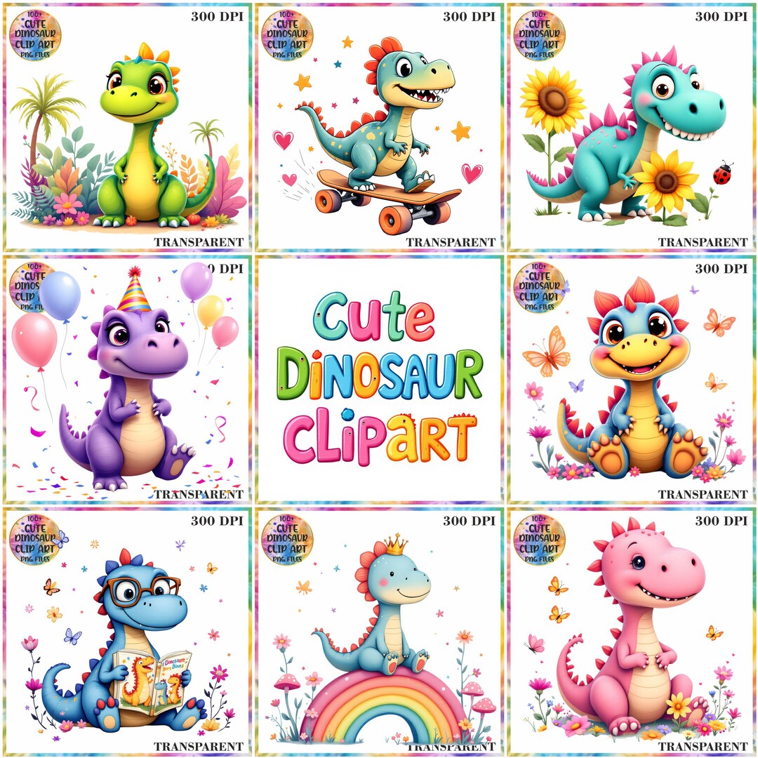 100+ Cute Dinosaur Clipart PNG | Adorable Dino Illustrations ...
