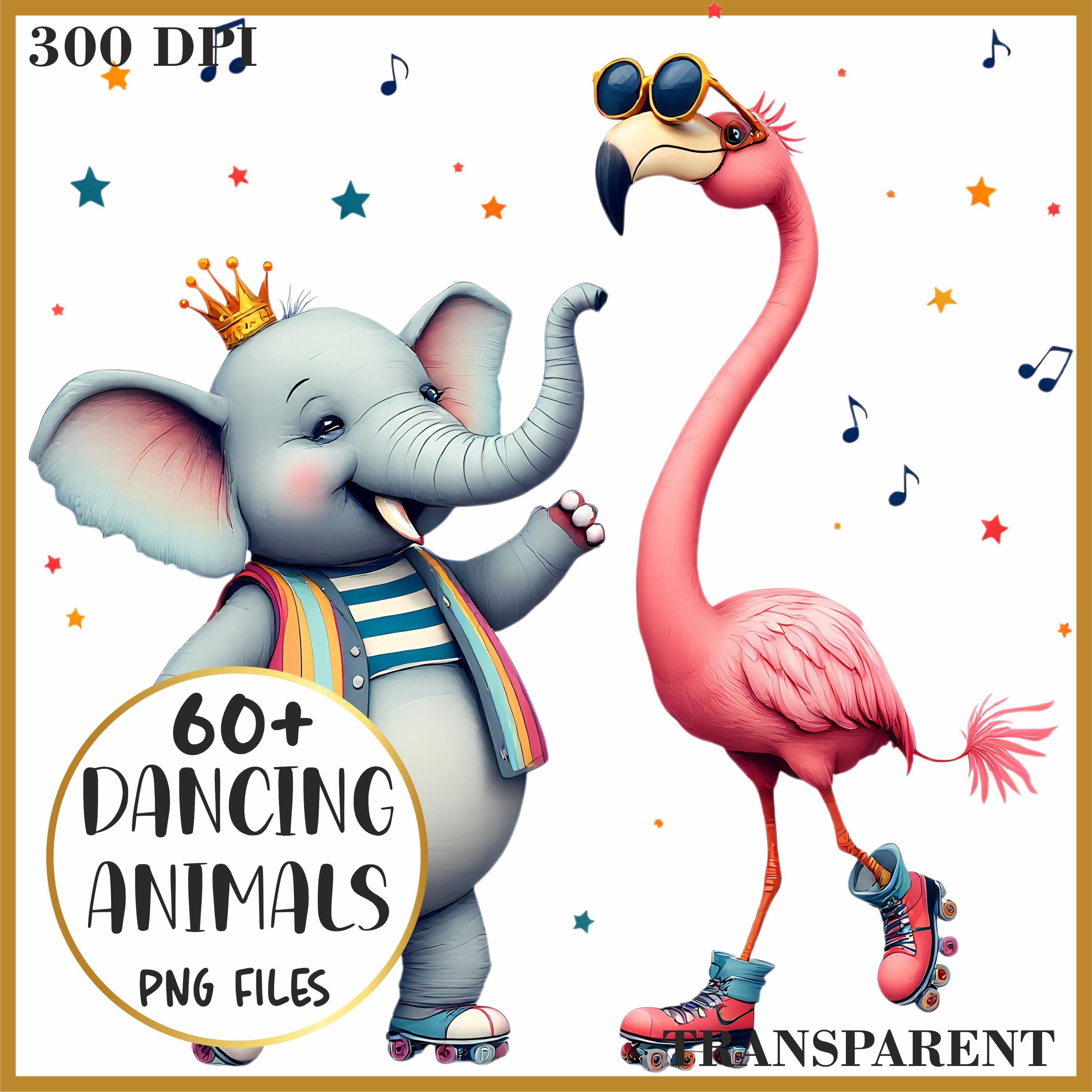 Dancing Animals Clipart: 60+ Funny Cartoon PNG Set (digital Download ...