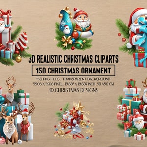 3D Christmas Clipart Bundle: 150 PNG Designs (digital Download) - Etsy
