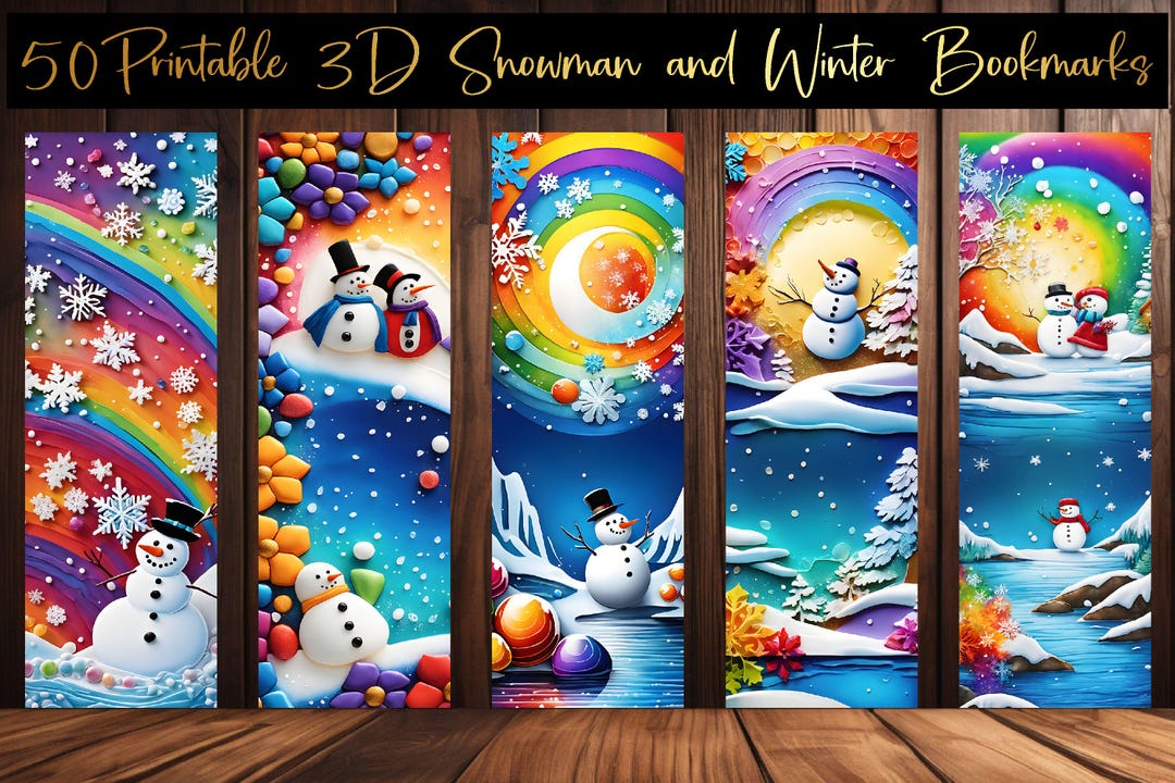 3D Snowman and Snowflakes Bookmarks Sublimation Bundle, 50 Emboss ...