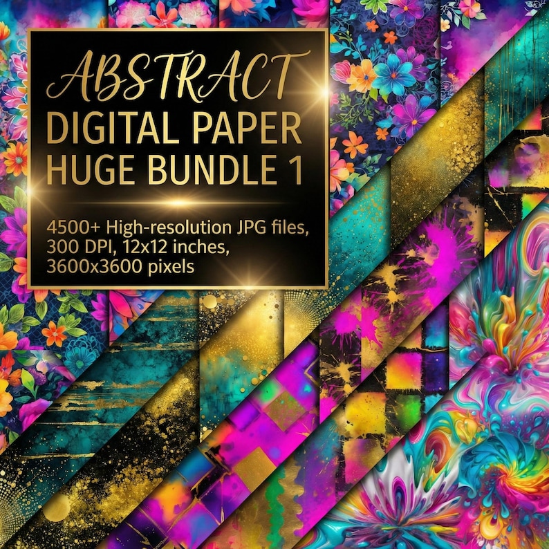 4500+ Abstract Texture Digital Paper Pack: Glitter, Grunge, Rainbow ...