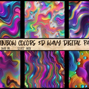120 Rainbow Colors 3D Abstract Wavy Background Textures ,3D Holographic ...