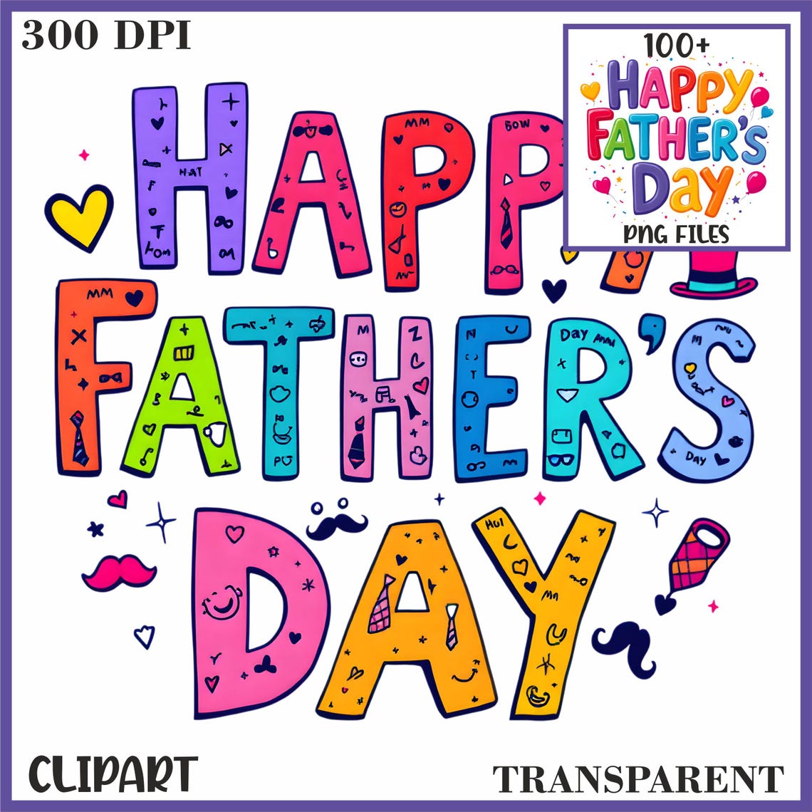 Father's Day Clipart Bundle: 100+ PNG Designs (digital Download) - Etsy