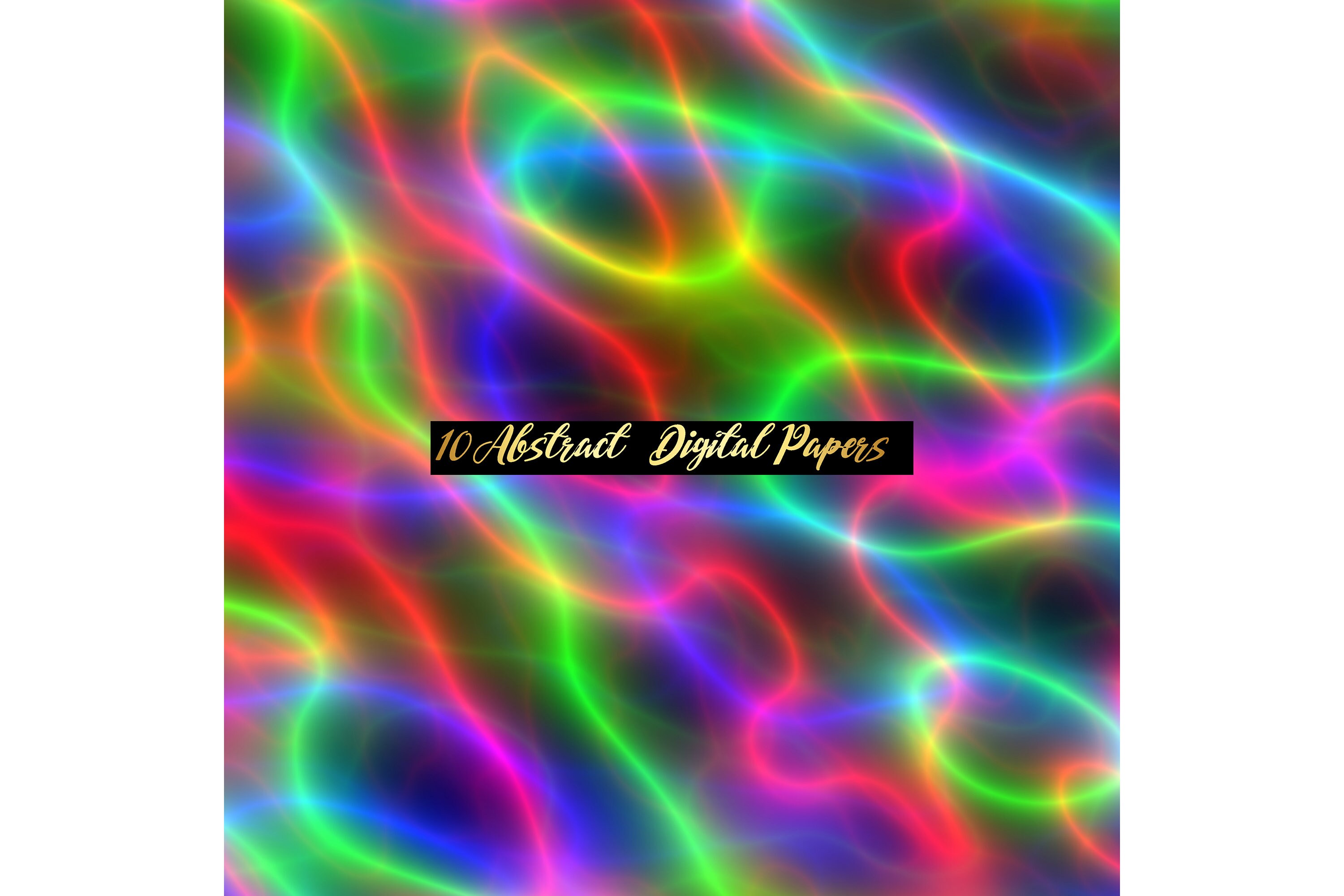 Abstract Neon Lines Background Digital Papers 2,glowing Rainbow Color ...