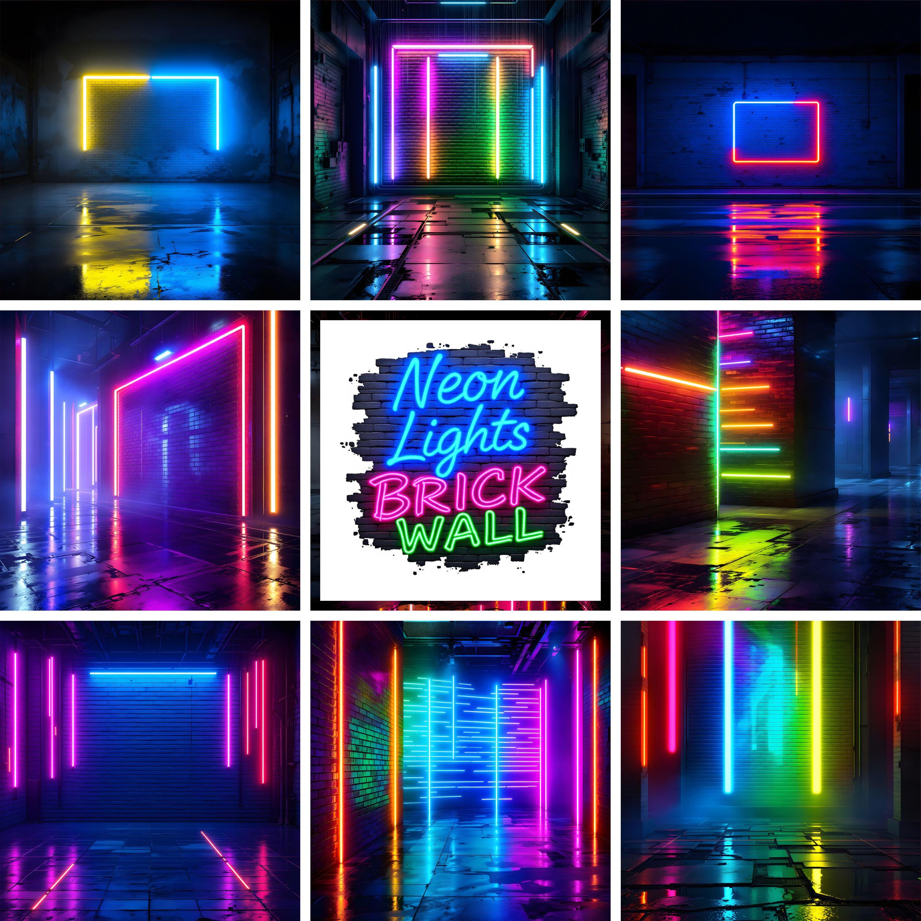 Cyberpunk Neon Wall Texture Pack: 100+ Digital Backdrops (12x12 Inches ...