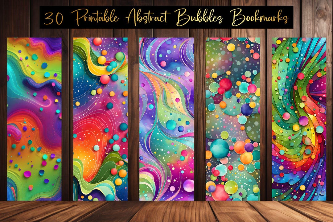 30 Abstract Bubbles Bookmarks: Watercolor PNG Bundle (digital Downloads ...