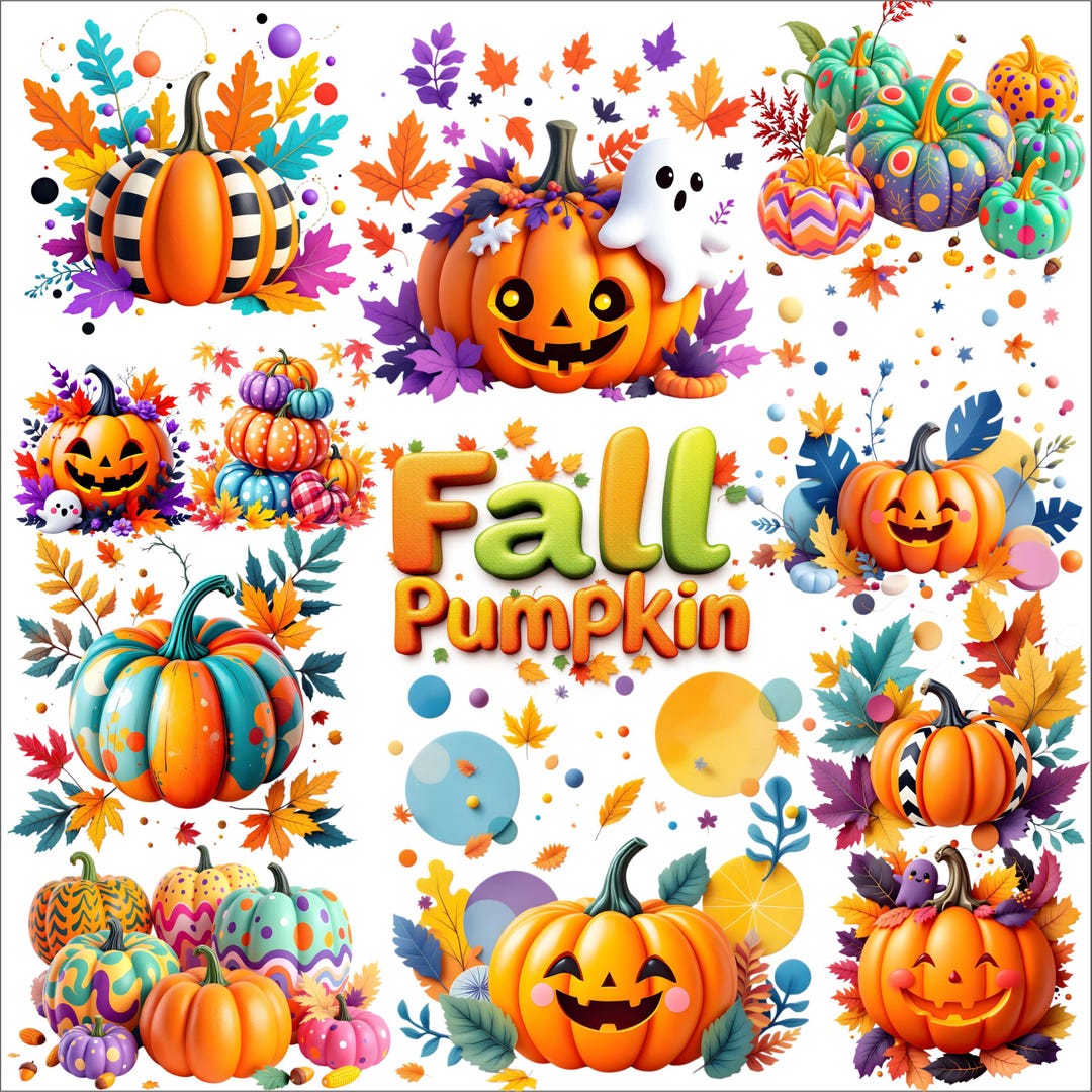 Fall Pumpkin Digital Paper Bundle, 100+ Autumn Harvest Backgrounds for ...