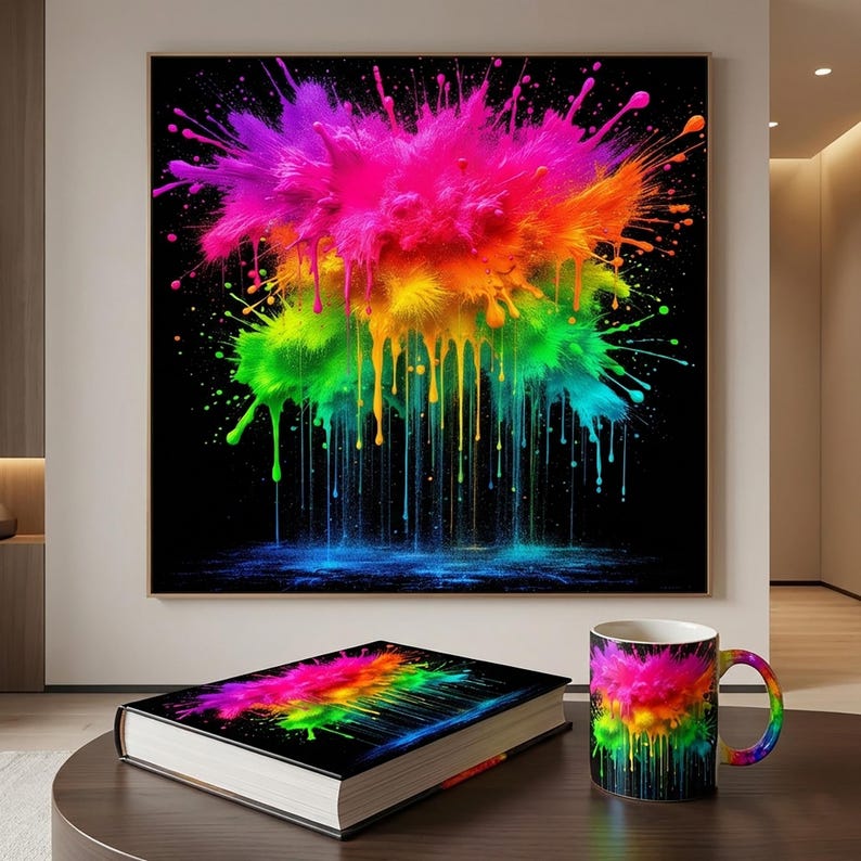 Neon Paint Splash Digital Paper – 100+ Colorful Abstract Backgrounds ...