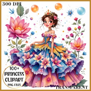 100+ Elegant Princess Clipart With Flower Dress PNG , Princess and ...