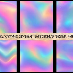Holographic Soft Watercolor Gradient Digital Papers ,120 Abstract Iridescent Watercolor Textures ...