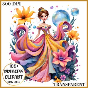 100+ Elegant Princess Clipart With Flower Dress PNG , Princess and ...