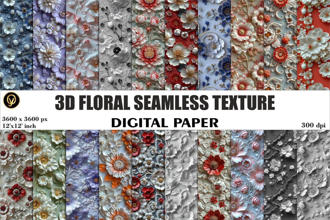3D Floral Digital Paper: Luxury Seamless Patterns (instant Download) - Etsy
