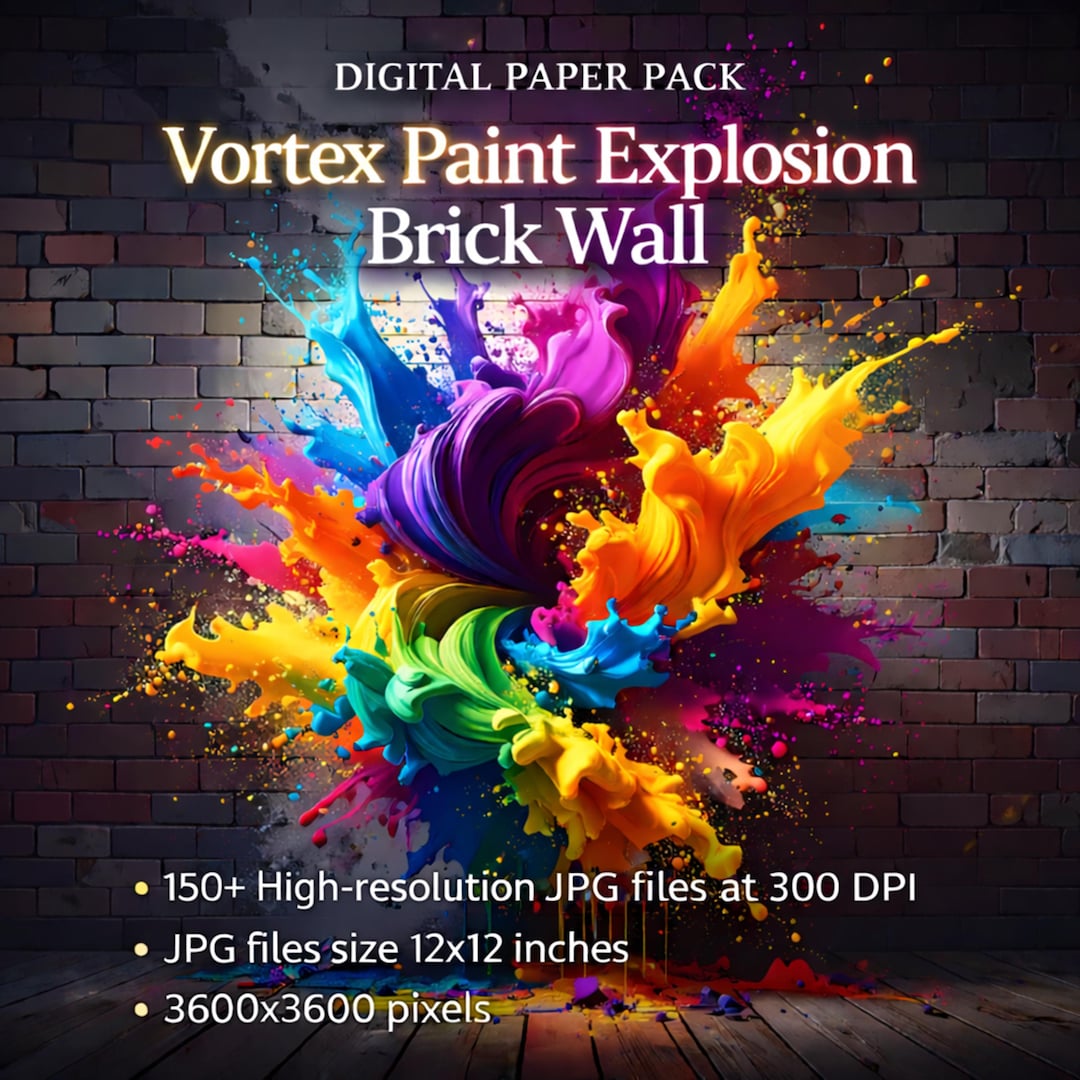 150+ Color Splash Digital Paper Pack, Abstract Vortex Paint Explosion ...